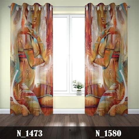 خرید و قیمت پرده چاپی طرح زن زرد از غرفه پرده نگارین باسلام