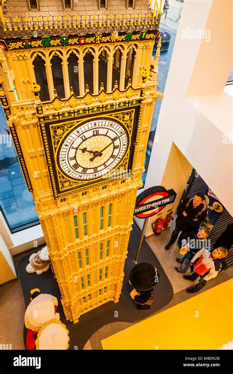 England, London, Leicester Square, Lego Store, Big Ben Statue made of ...