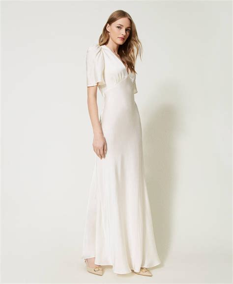 Maxikleid Aus Satin Frau Weiß Twinset Milano
