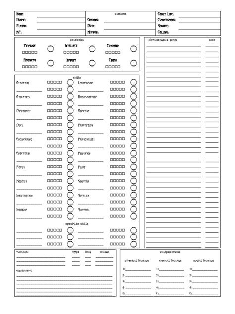 Dune Character Sheet Pdf Leisure