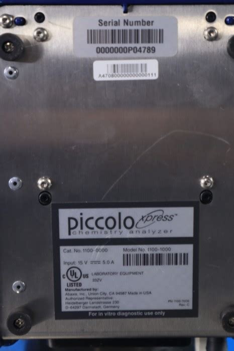 Piccolo Xeres Chemistry Analyzer System For Sale