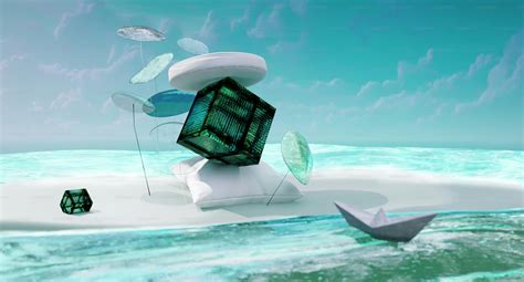 A Computer Generated Image Of A Cube Floating In The Ocean Photo