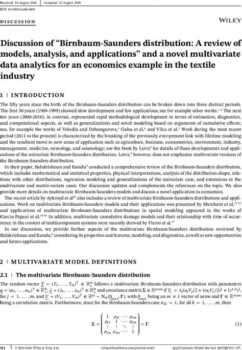 Discussion Of “birnbaum‐saunders Distribution A Review Of Models Analysis And Applications