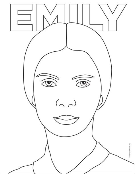 How To Draw Emily Dickinson Tutorial And Coloring Page