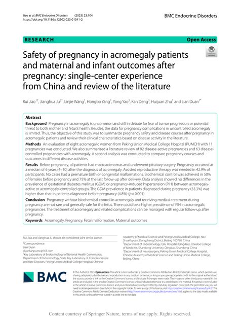 Pdf Safety Of Pregnancy In Acromegaly Patients And Maternal And