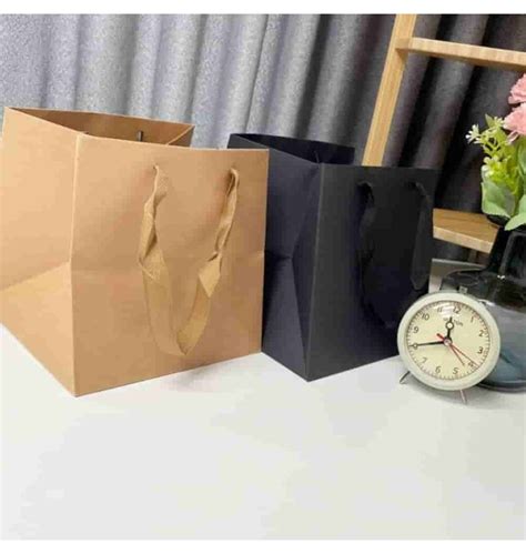 쇼핑백 정사각형 무지 정사각 블랙 무지쇼핑백 가게 매장 옷가게 포장 종이가방 무지종이가방 티몬