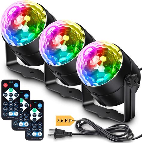 Apeocose 3 Pack Disco Ball Light Sound Activated With