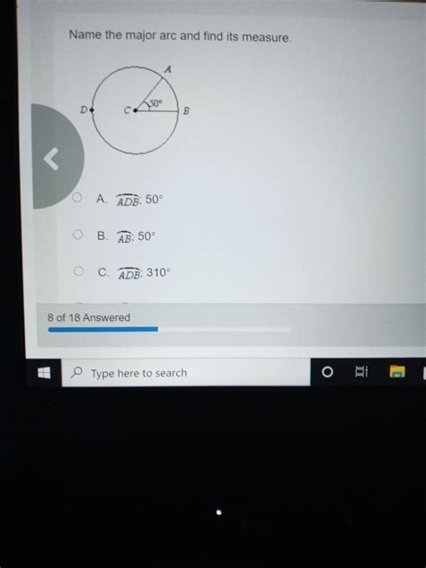 Answered Name The Major Arc And Find Its Bartleby