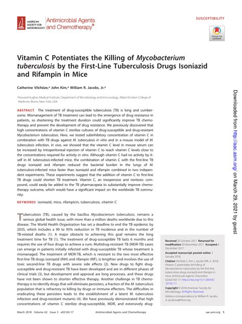 PDF Vitamin C Potentiates The Killing Of Mycobacterium Tuberculosis