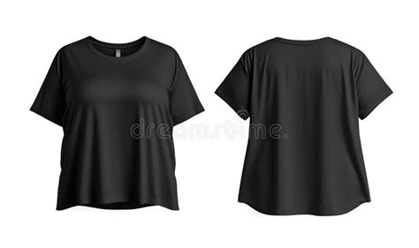 Black Large Size Female T Shirt Mockup Cut Out On White Background