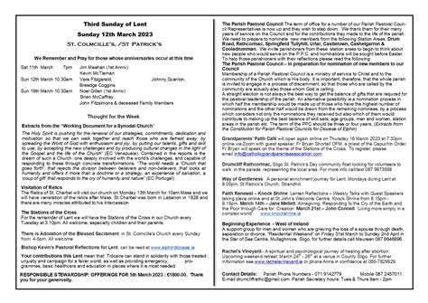 Newsletter For The Third Sunday Of Lent Sunday 12th March 2023 Parish