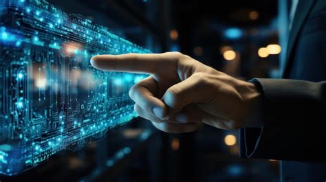 Mano presionando un botón en una interfaz de pantalla táctil Foto Premium