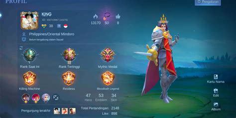 Beli Akun Akun Mobile Legend Hero47 Skin34 Allunbind 1Epic Sultan Bagus