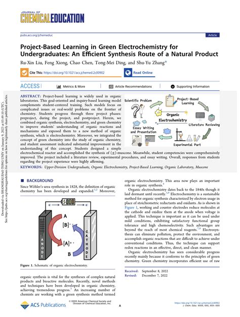 Pdf Project Based Learning In Green Electrochemistry For