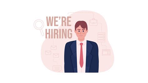 Animated Hr Manager We Are Hiring Recruitment Looped Flat 2d