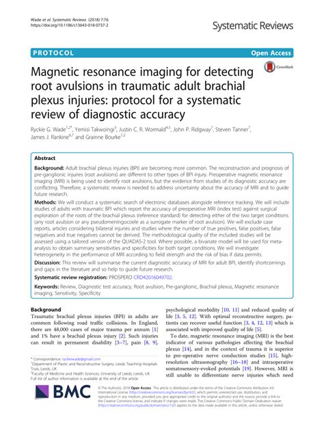 Pdf Magnetic Resonance Imaging For Detecting Root Avulsions In