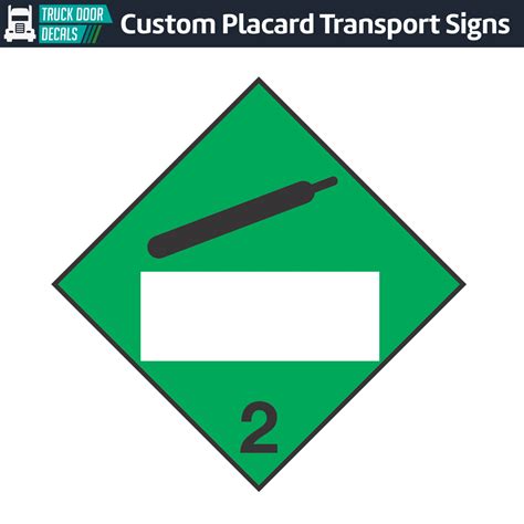 Hazard Class 2 Non Flammable Gas Blank Placard Sign Truck Door Decals