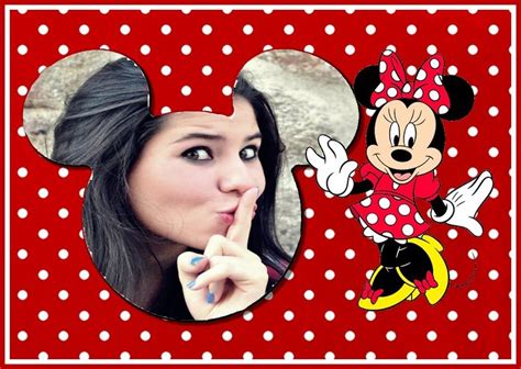 Montagem De Fotos Desenhos Moldura Convite Minnie Vermelha Png