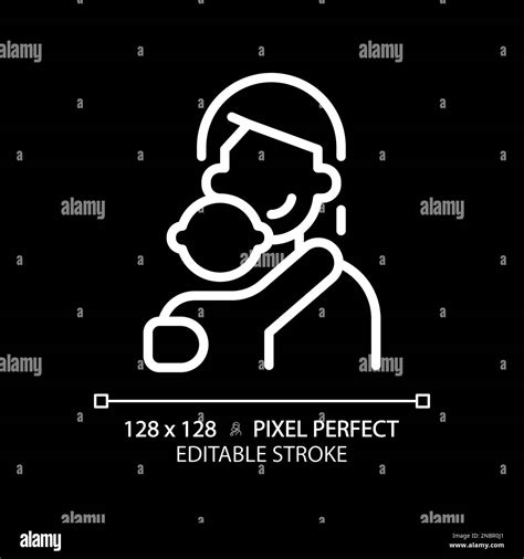 Mother Pixel Perfect White Linear Icon For Dark Theme Stock Vector