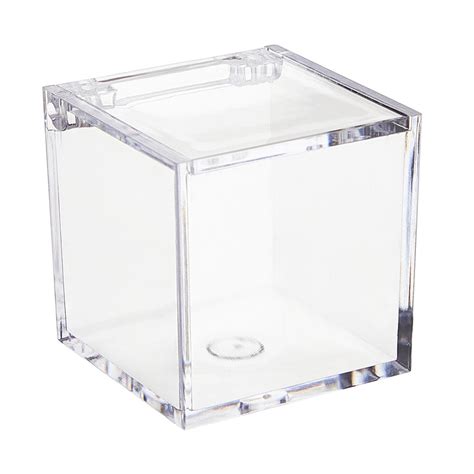 Hzsb Clear Acrylic Boxes Small Square Cube Containers With Lid Plastic
