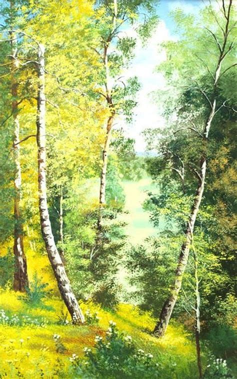 Картина на холсте Подмосковный лес | Watercolor trees, Painting, Art