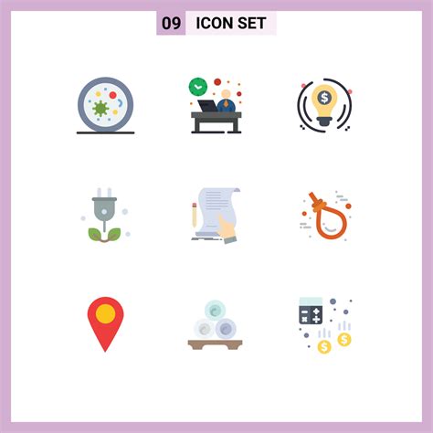 9 Thematic Vector Flat Colors And Editable Symbols Of Contract Green