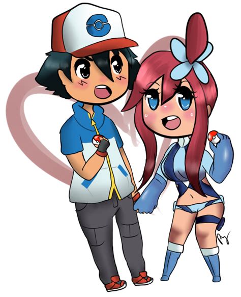 Ash X Skyla Pokemon By Numbun On Deviantart