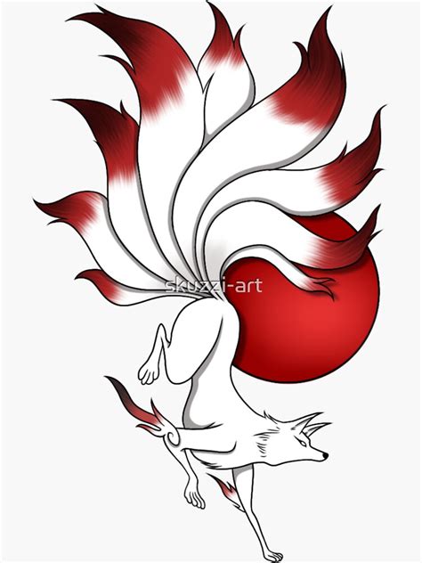 Kitsune Red Sticker For Sale By Skuzzi Art Redbubble