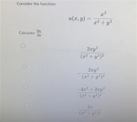 Solved Consider The Function X2 Ux Y X² Y² Au