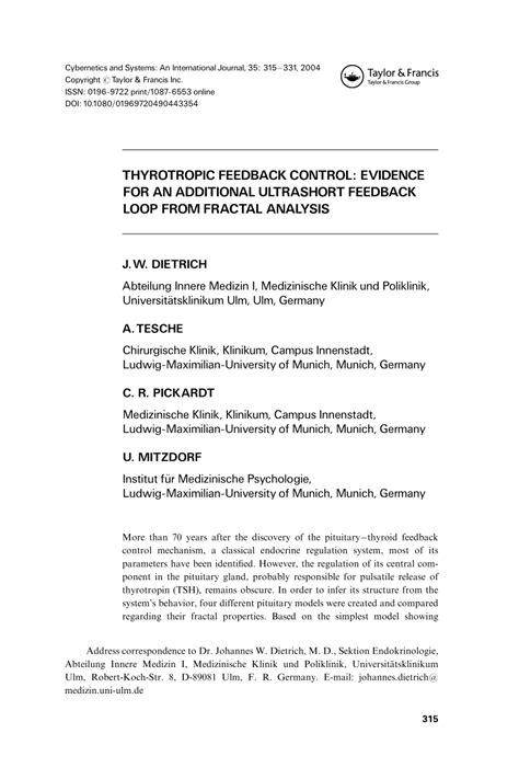 Pdf Thyrotropic Feedback Control Evidence For An Additional
