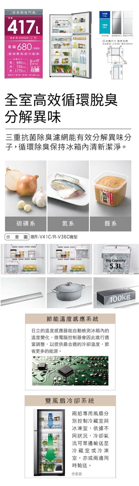 Hitachi 日立 417l一級能效變頻雙門右開冰箱rvx429 Bsl 7 Eleven I預購