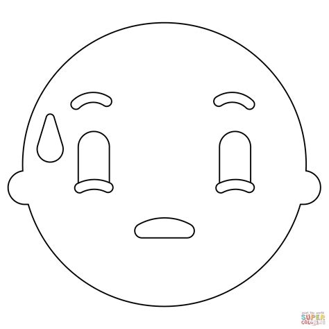 Besviken Lättnad Ansikte Emoji Målarbok Gratis Målarbilder Att Skriva Ut