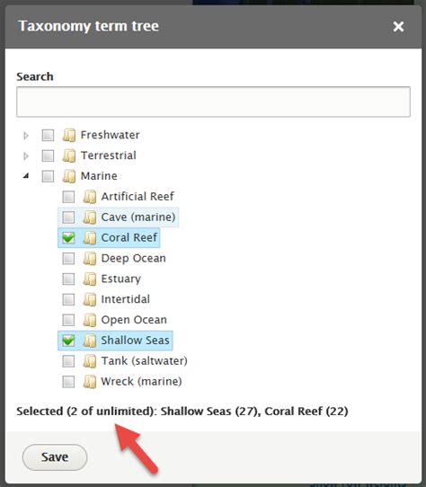Display Maximum Number Of Allowed Values And Number Already Selected