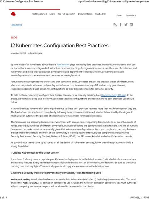 12 Kubernetes Configuration Best Practices Pdf Transport Layer