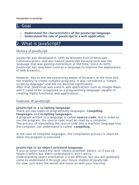 Introduction To Javascript Pdf Java Script World Wide Web