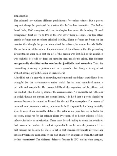 General Exceptions To Ipc Pdf Mens Rea Insanity Defense