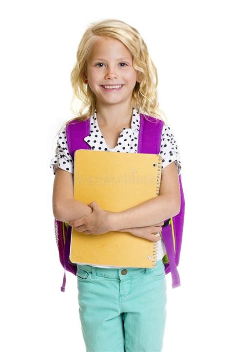 Cute Elementary School Girl Stock Image Image Of Homework Curls