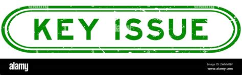 grunge green key issue word rubber seal stamp on white background stock