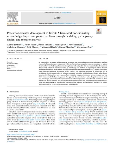 Pdf Pedestrian Oriented Development In Beirut A Framework For Estimating Urban Design Impacts