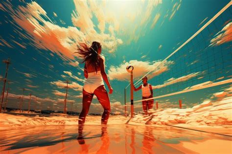 Beach Volleyball Generative Ai Premium Ai Generated Image