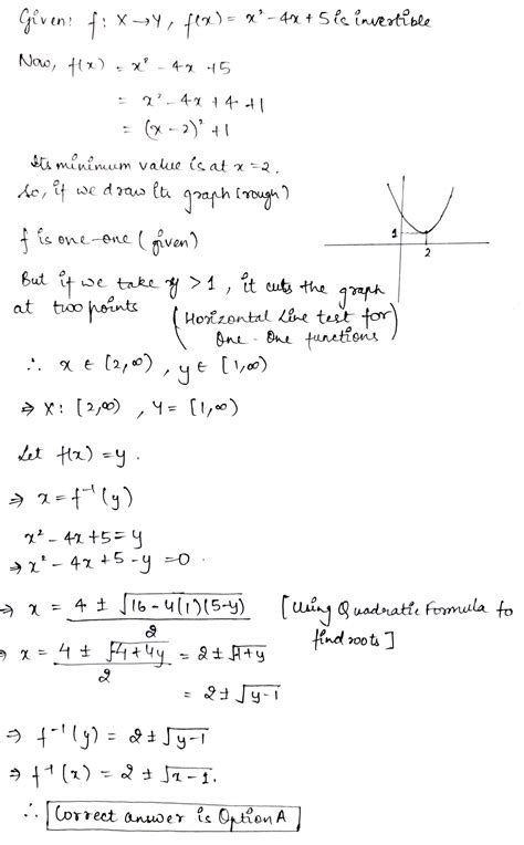 Let Function F X → Y Defined As F X X 2 4x 5 Is Invertiable