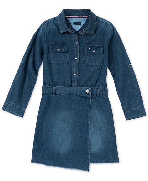 Tommy Hilfiger Big Girls Cotton Denim Wrap Dress Macys