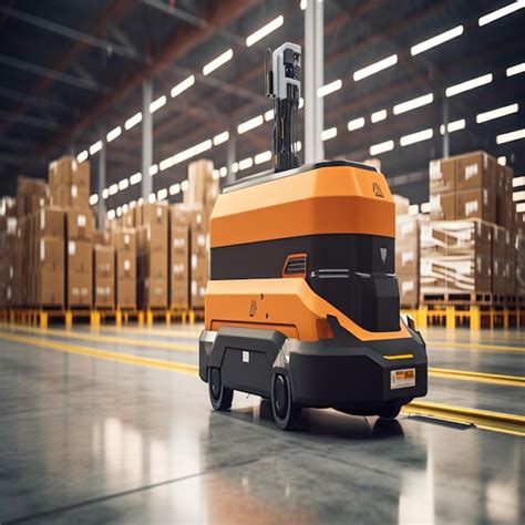 Premium Ai Image Automated Guided Vehicle In Warehouse Logistic