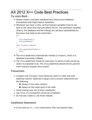 Ax X Code Best Practices DOCX Programming Languages Computing