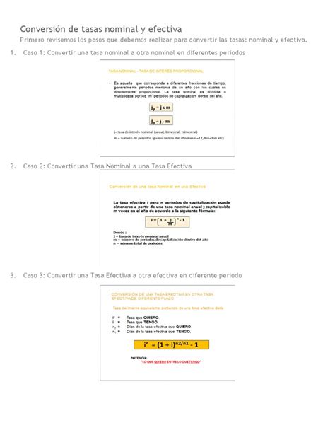 Conversión De Tasas Nominal Y Efectiva Pdf Enseñanza De Matemática