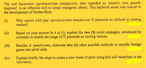 Answered The Soil Bacterium Agrobacterium Bartleby