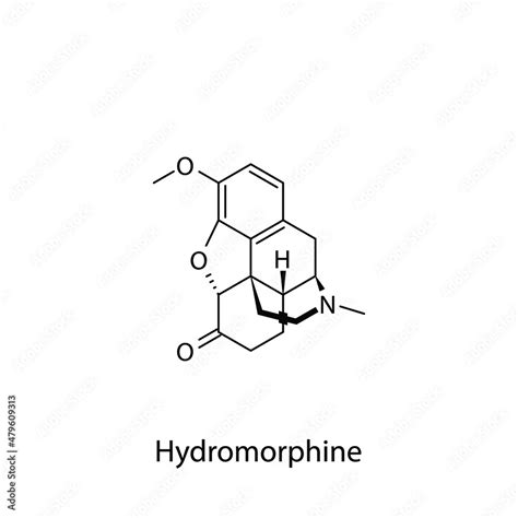 Hydromorphine Molecular Structure Flat Skeletal Chemical Formula
