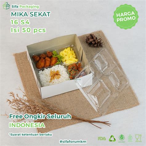 Jual Mika Dalam Dus Nasi 16x16 Mika Sekat 4 Kotak Nasi Catering Box