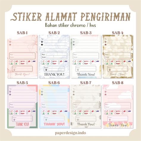 Jual Stiker Alamat Pengiriman B PORTRAIT X CM Sticker Label Barang Kertas Alamat Motif