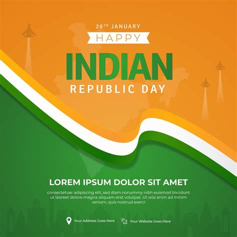 Happy Indian Republic Day January 26th Celebration Square Poster Design